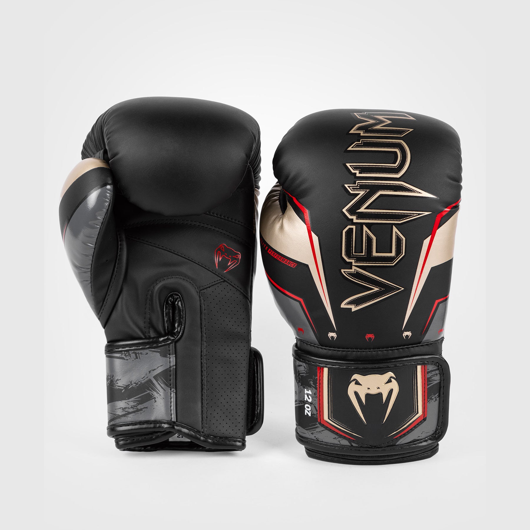 Gants de Boxe Venum Elite Evo - Noir/Or/Rouge - Venum France