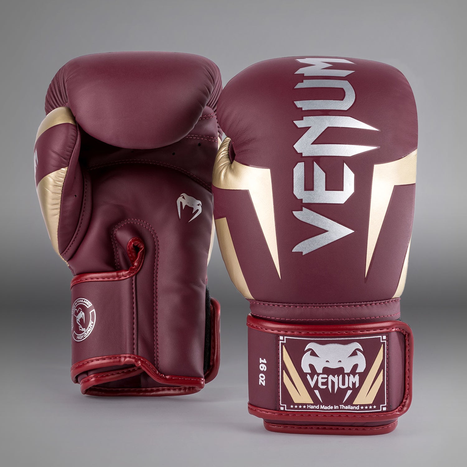 Gants de boxe Venum Elite - Rouge Bordeaux/Or - Venum France